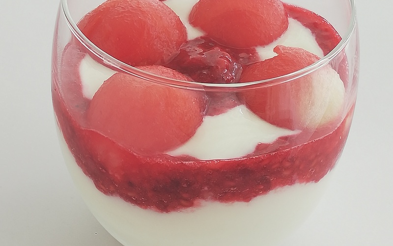 Recette Dessert fromage blanc framboises et pastèque pas chère et ...