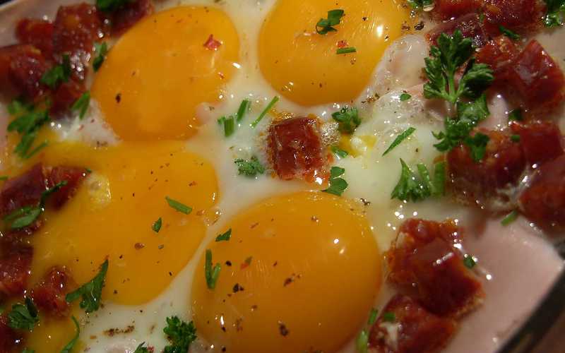 Recette Oeufs frits au chorizo pas chère et express > Cuisine Étudiant